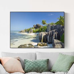 Akustik-Wechselbild Traumstrand Seychellen