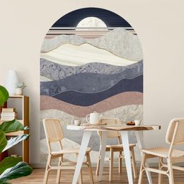 Bilderwelten Rundbogen Tapete Wellenf&ouml;rmige Berglandschaft - Schlafzimmer Wohnzimmer - hinterm Bett - halbrund rund - selbstklebend Fototapete