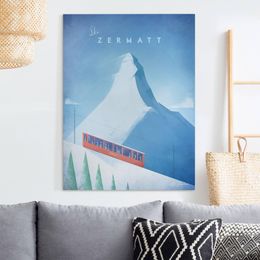 Bilderwelten Leinwandbild Henry Rivers Vintage Kunstdruck Reiseposter - Zermatt Leinwanddruck Hochformat - Wandbild modernes Bild auf Leinwand Wohnzimmer