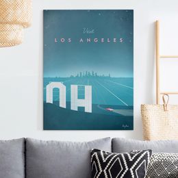Bilderwelten Leinwandbild Henry Rivers Vintage Kunstdruck Reiseposter - Los Angeles Leinwanddruck Hochformat Wandbild moderne Bilder auf Leinwand Flur
