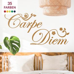 Bilderwelten Wandtattoo Spr&uuml;che modern selbstklebend Wandaufkleber - Carpe Diem-Floral - Schriftzug Wohnzimmer Schlafzimmer