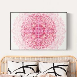 Akustik-Wechselbild Mandala Aquarell Ornament pink
