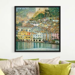 Bilderwelten Bild mit Rahmen Kunstdruck Gustav Klimt - Malcesine am Gardasee Poster FineArt Wandbilder Kunstdruck Wohnzimmer Schlafzimmer K&uuml;che schwarzer Rahmen