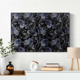 Akustik-Wechselbild Elegantes Blumenmuster Dunkel II