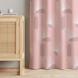 Bilderwelten Vorhang Zwergpalmen Blätter - Blasses Pink - blickdichte Gardine Muster Blumen Floral Wohnzimmer Schlafzimmer Küche Bad Badezimmer Rosa