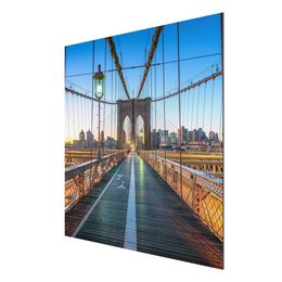 Bilderwelten Alu-Dibond Outdoor Bild Morgenblick von der Brooklyn Bridge
