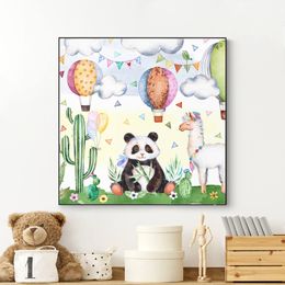 Wechselbild Panda und Lama Aquarell
