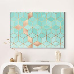 Wechselbild T&uuml;rkis Wei&szlig; goldene Geometrie