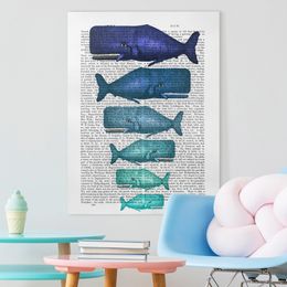 Bilderwelten Leinwandbild Tiere Tierlekt&uuml;re - Walfamilie - Leinwanddruck Hochformat - Wandbild S-XXL - moderne Bilder auf Leinwand Wohnzimmer
