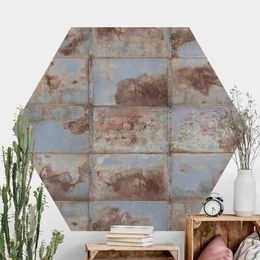 Hexagon Fototapete selbstklebend Shabby Industrial Metalloptik
