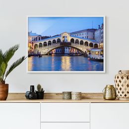 Bild mit Rahmen Rialtobr&uuml;cke in Venedig