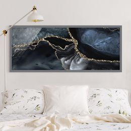 Bild mit Rahmen Schwarz mit Glitzer Gold