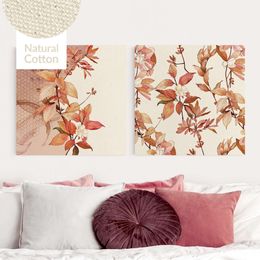 Bilderwelten Leinwandbild Romantisches Bl&uuml;tenaquarell - Wandbild bis XXL Print Aquarell Blumen Floral Kunstdruck Wohnzimmer Schlafzimmer Rot