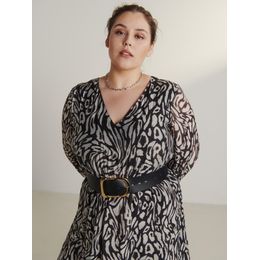 Guido Maria Kretschmer Curvy Kleid 'Clarissa' Damen Gr&ouml;&szlig;e 46 grau / schwarz Winterkleid
