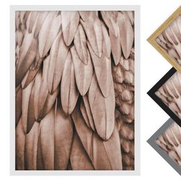 Bild mit Rahmen Federn in Rosegold