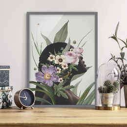 Bilderwelten Bild mit Rahmen Blumen gr&uuml;n Vintage inkl. Rahmung - Gr&uuml;ner Garten im Kopf - Retro Wohnzimmer Schlafzimmer