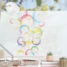 Bilderwelten Fensterfolie originell Illustration Aquarell bunt - Rainbow Bubbles - Deko Wohnzimmer Schlafzimmer K&uuml;che