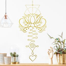 Bilderwelten Wandtattoo Blumen modern selbstklebend Wandaufkleber - Lotus Unalome mit Herz - Wandsticker Wohnzimmer Schlafzimmer