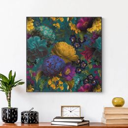Wechselbild Gelbe Bl&uuml;ten mit Blauen Blumen vor T&uuml;rkis II