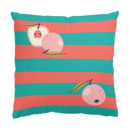 Bilderwelten Dekokissen Kissenbezug t&uuml;rkis Kulinarisch Pop Art - PopArt Sommer Drei rosa &Auml;pfel - Obst Sofakissen Bezug & F&uuml;llung in 40x40 50x50 60x60