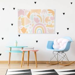 Bilderwelten Leinwandbild Abstrakt Kunstdruck pastell - Boho Abstrakte Formen - Wandbild XXL Kinderzimmer Baby M&auml;dchen Jungen