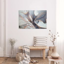 Bilderwelten Leinwandbild originell Abstrakt Kunstdruck blau - Ink Art in Kupfer und Blau - Wandbild XXL Wohnzimmer Schlafzimmer