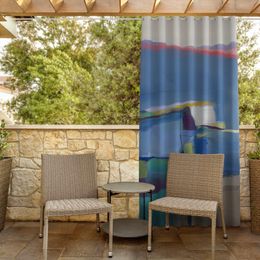 Bilderwelten Outdoor Vorhang nach Maß blickdicht blau originell Abstrakt mit Ösen - Abstrakte helle Hügel - wetterfest Balkon Pergola