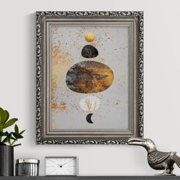 Bilderwelten Leinwandbild mit Barockrahmen Sonne und Mond in Goldglanz