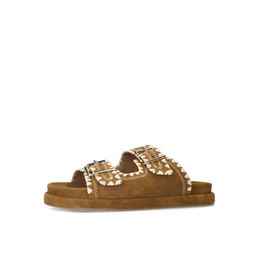 Manfield Pantolette Damen Gr&ouml;&szlig;e 43 beige / cognac