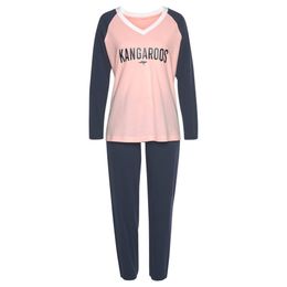 Kangaroos Pyjama Damen Gr&ouml;&szlig;e XS marine / rosa / schwarz / wei&szlig; Winterkleid