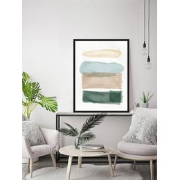 Liv Corday Bild 'Watercolor abstract combo' Herren Gr&ouml;&szlig;e 60x80 hellblau / hellbraun / dunkelgr&uuml;n / schwarz / wei&szlig;