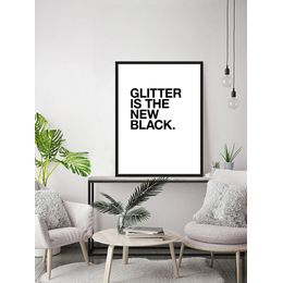 Liv Corday Bild 'Glitter is the New Black' Herren Gr&ouml;&szlig;e 40x50 schwarz / wei&szlig;