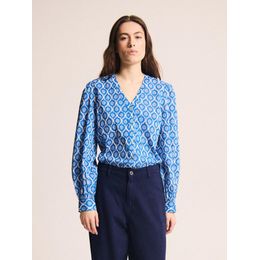 Ichi Bluse 'ZAREEN' Damen Gr&ouml;&szlig;e S blau / schwarz / wei&szlig;