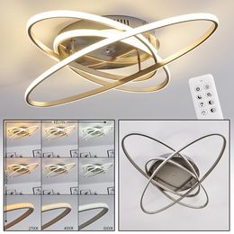 hofstein Krabi Deckenleuchte LED Nickel-Matt, 3-flammig, Fernbedienung