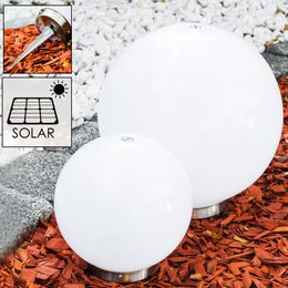 hofstein Abrela Kugelleuchten Set Solar LED Edelstahl, 2-flammig
