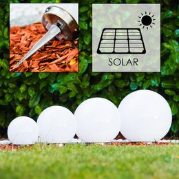 hofstein Abrela Kugelleuchte Solar LED Edelstahl, 2-flammig