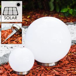 hofstein Abrela Kugelleuchten Set Solar LED Edelstahl, 2-flammig