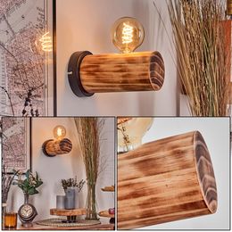 hofstein Argea Wandleuchte Dunkelbraun, Naturfarben, Schwarz, 1-flammig