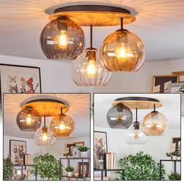 hofstein Koyoto Deckenleuchte Glas 20 cm Naturfarben, Schwarz, 3-flammig