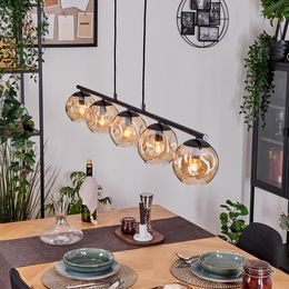 hofstein Ripoll Pendelleuchte Glas 15 cm Bernsteinfarben, 5-flammig