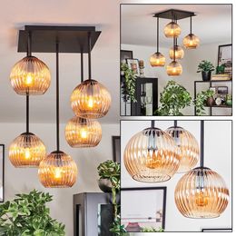 hofstein Koyoto Deckenleuchte Glas 15 cm Bernsteinfarben, 5-flammig