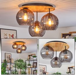 hofstein Koyoto Deckenleuchte Glas 20 cm Naturfarben, Schwarz, 3-flammig