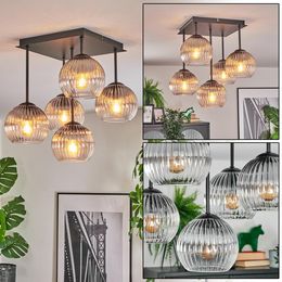 hofstein Koyoto Deckenleuchte Glas 15 cm Klar, Rauchfarben, 5-flammig