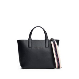 Tommy Hilfiger Henkeltasche »TH LOGOTAPE MINI TOTE«, Damen Umhängetasche, Schultertasche mit doppeltem Henkel blau