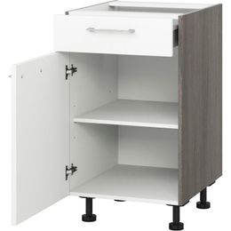 KOCHSTATION Unterschrank &raquo;KS-Trea US50&laquo; mit einem Auszug und einer T&uuml;r, Einlegeboden, Breite 50 cm, H&ouml;he 75 cm wei&szlig;/eichefarben grau eichefarben grau