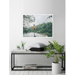 Liv Corday Bild 'Happy Woman' Herren Gr&ouml;&szlig;e 30x40 dunkelgrau / dunkelgr&uuml;n / hellorange / wei&szlig;