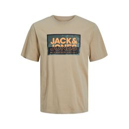Jack & Jones JACK & JONES T-Shirt 'JJLOGAN' Herren Gr&ouml;&szlig;e XL dunkelbeige / orange / schwarz
