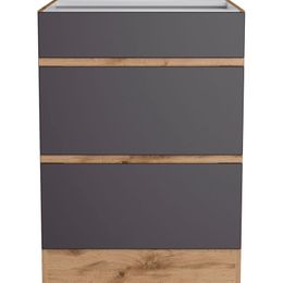 KOCHSTATION Unterschrank &raquo;KS-Riesa&laquo; Breite 60 cm, MDF-Fronten grau Holzwerkstoff