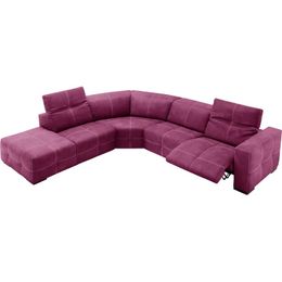 Egoitaliano Ecksofa »Sauvanne, Designsofa der Extraklasse, elegant und bequem« wahlweise mit elektrischer Relaxfunktion, Kopfteilverstellung fuchsia