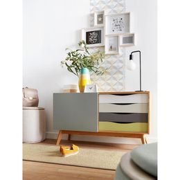 WOODMAN Sideboard »Hilla« Kommode im angesagten skandinavischen Look, Breite 130 cm, FSC eiche/dunkelblau